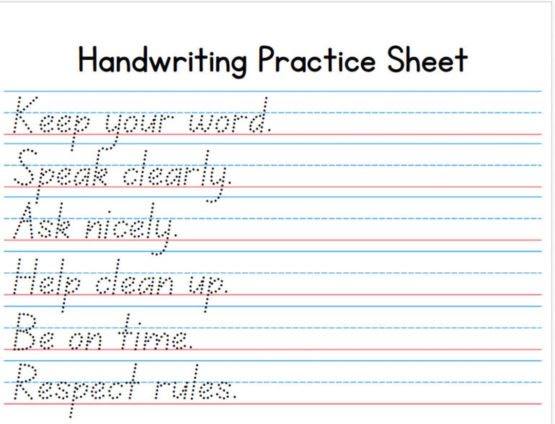 Handwriting Practice Sentences Animals, Routine and Manners Trace ...