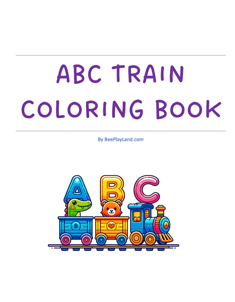 ABC Alphabet Animals Train Coloring Book. Preschool Printable Learning ...