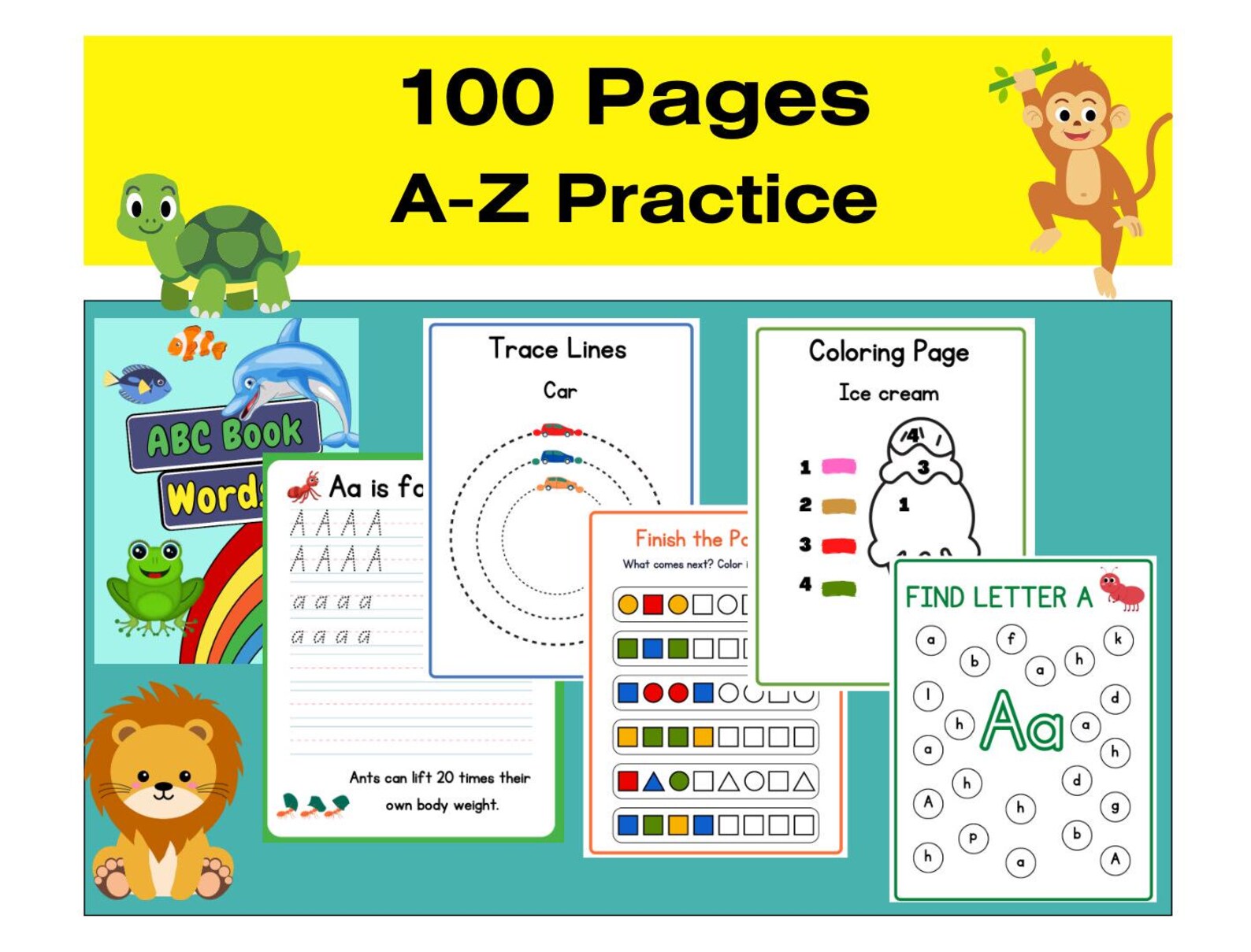 ABC Alphabet Activity Book Printable Kindergarten Preschool ...