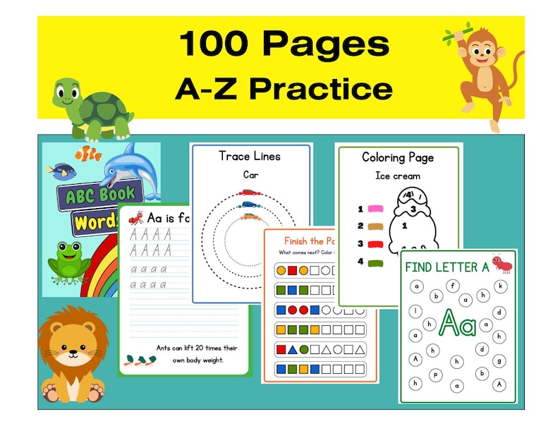 ABC Alphabet Activity Book Printable Kindergarten Preschool ...