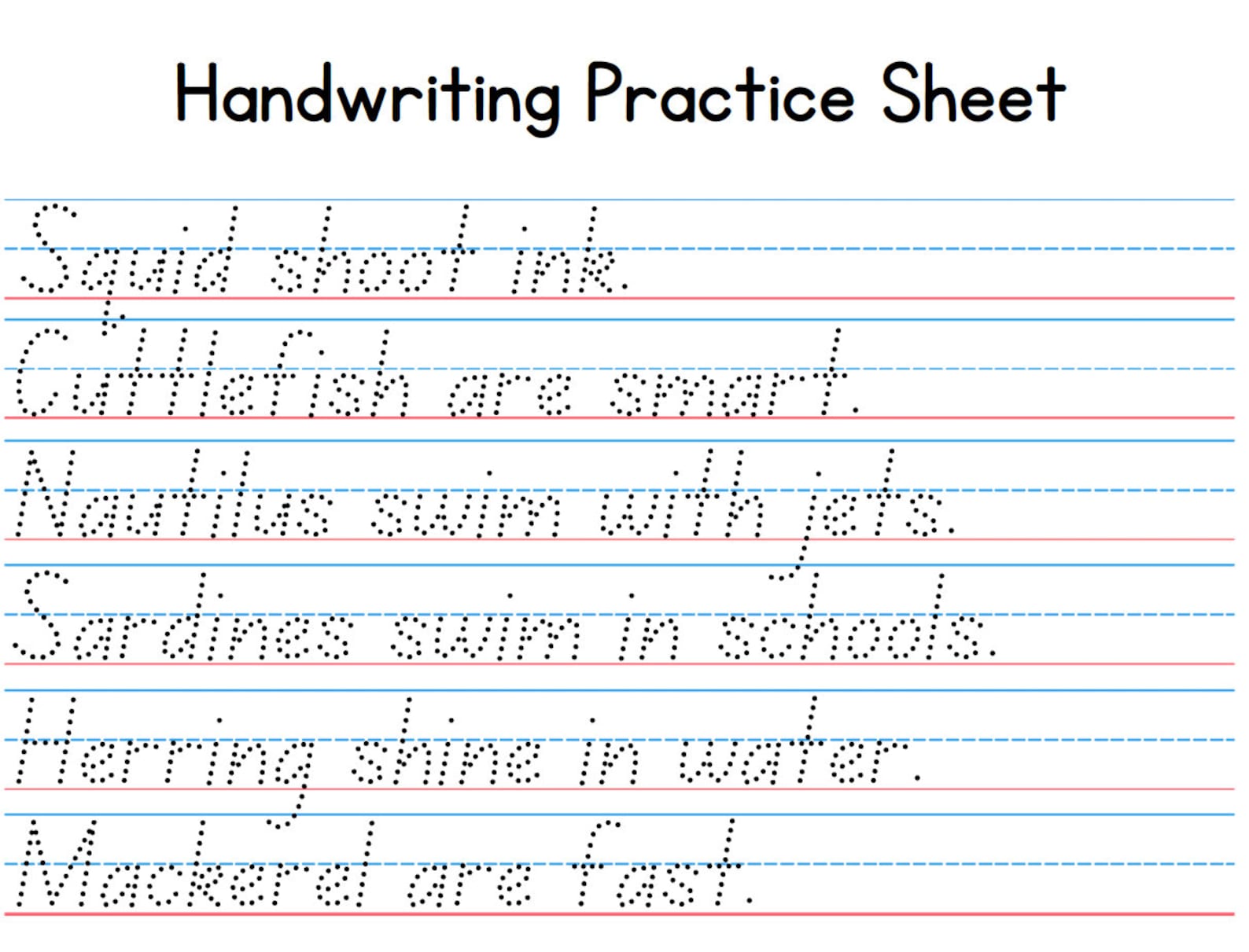 Handwriting Practice Worksheets: Sentences for 1st-3rd Grade (PDF ...