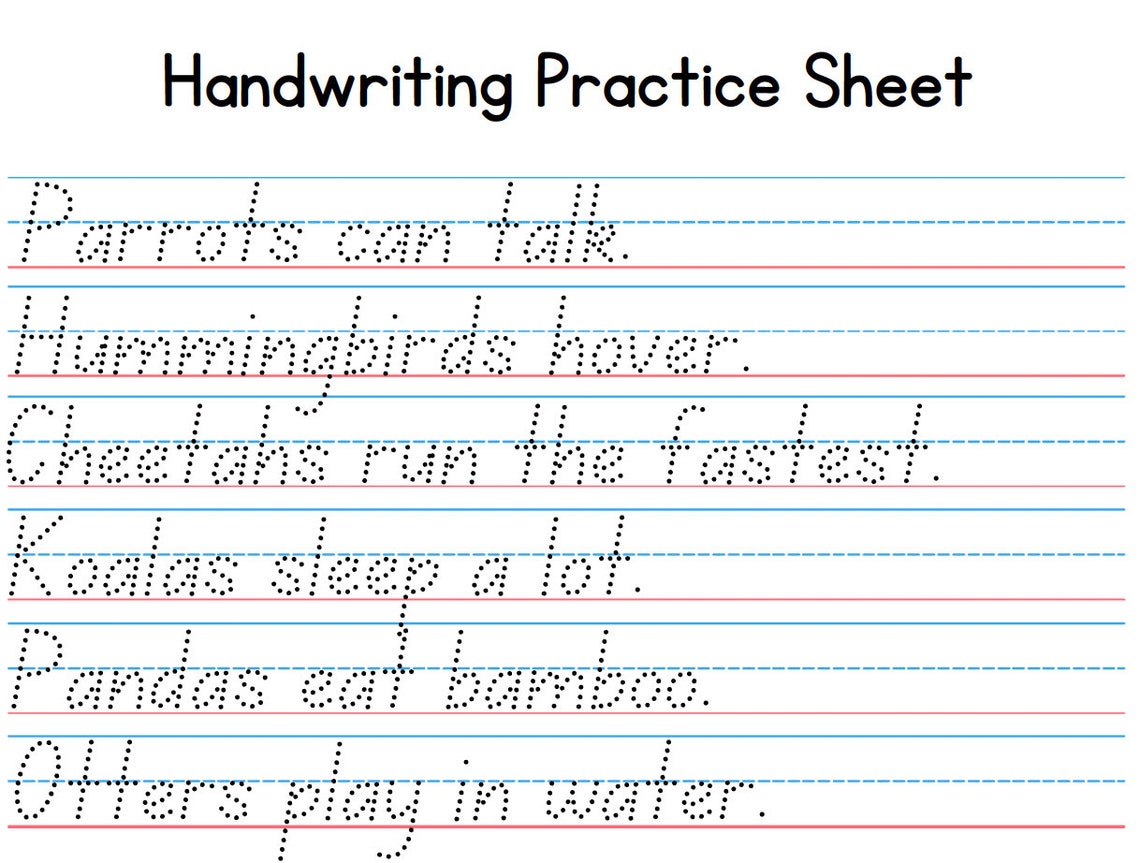 Handwriting Practice Worksheets: Sentences for 1st-3rd Grade (PDF ...