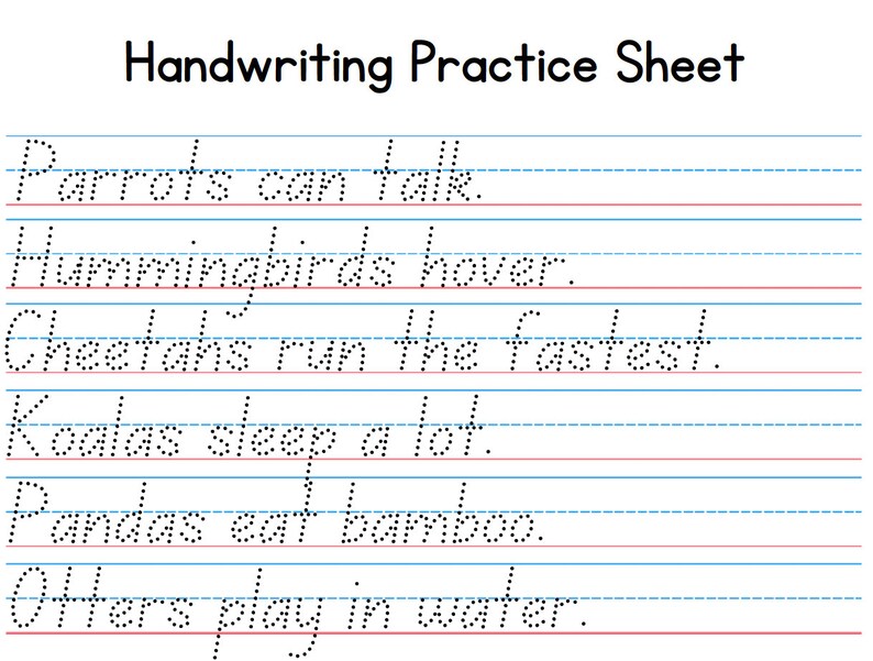 Handwriting Practice Worksheets: Sentences for 1st-3rd Grade (PDF ...