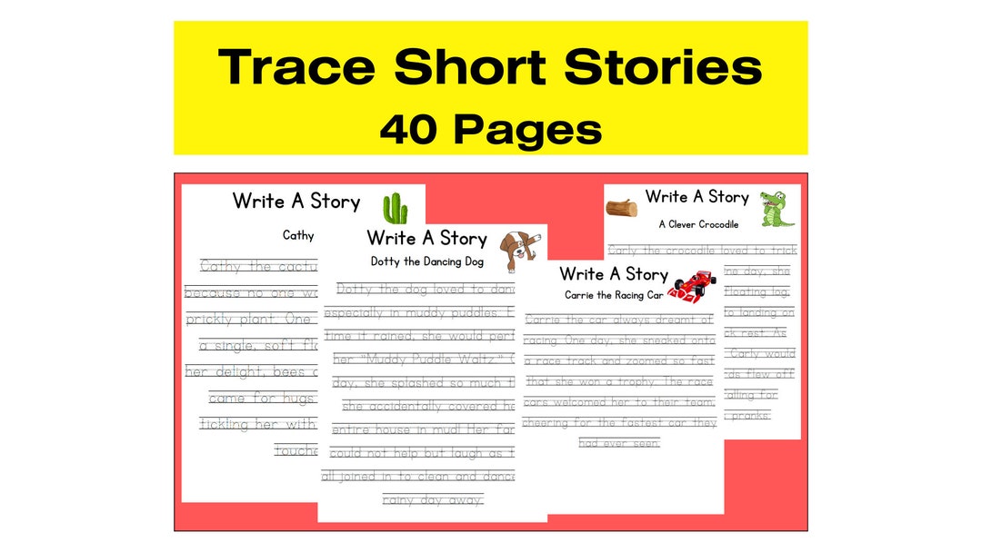 Trace 40 Stories Writing Practice Worksheet Kindergarten School ELA ...