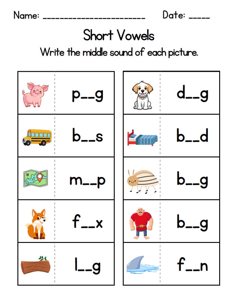 Vowels Practice Worksheet Writing and Reading Kindergarten, Pre-k ...
