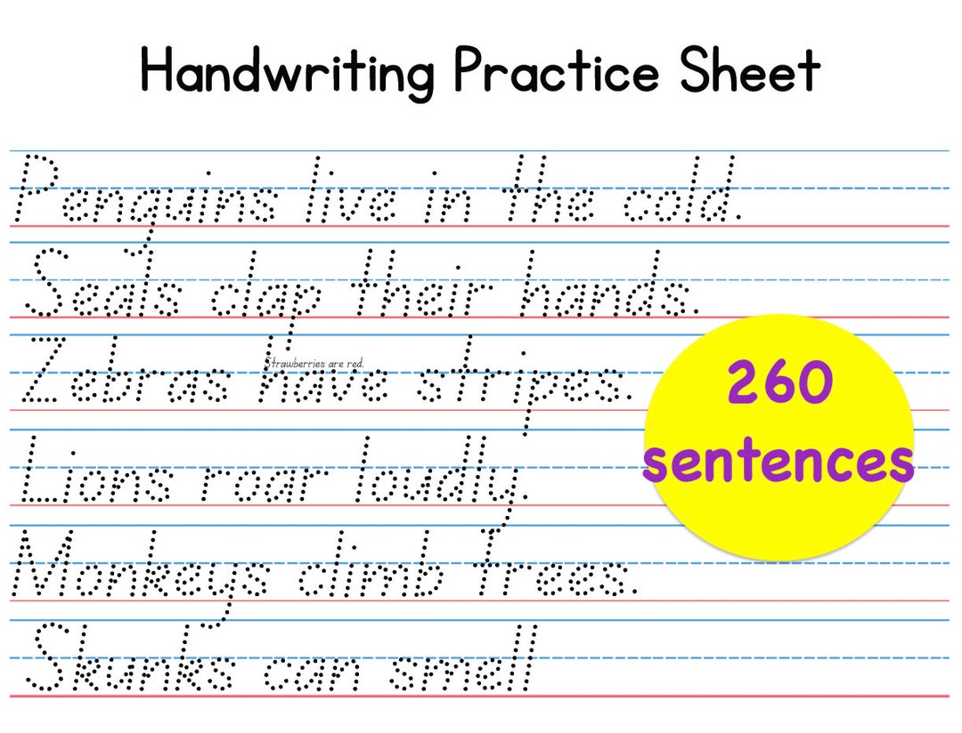 Handwriting Practice Worksheets: Sentences for 1st-3rd Grade (PDF ...