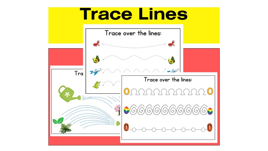 Trace Over the Lines Practice Worksheet Kindergarten Preschool, Pre-k ...
