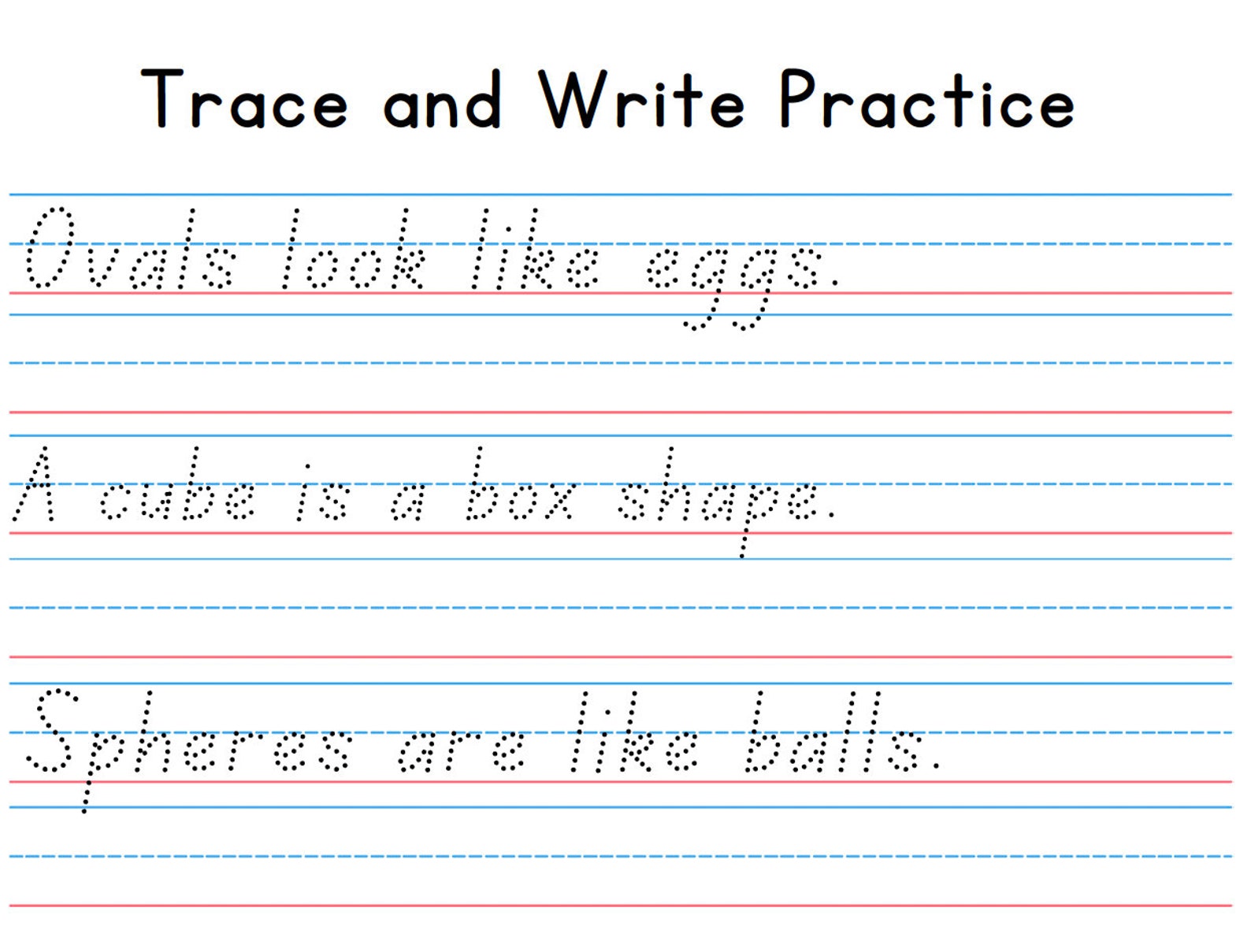 Trace Then Write Sentences Writing Practice Worksheets, Printable ...