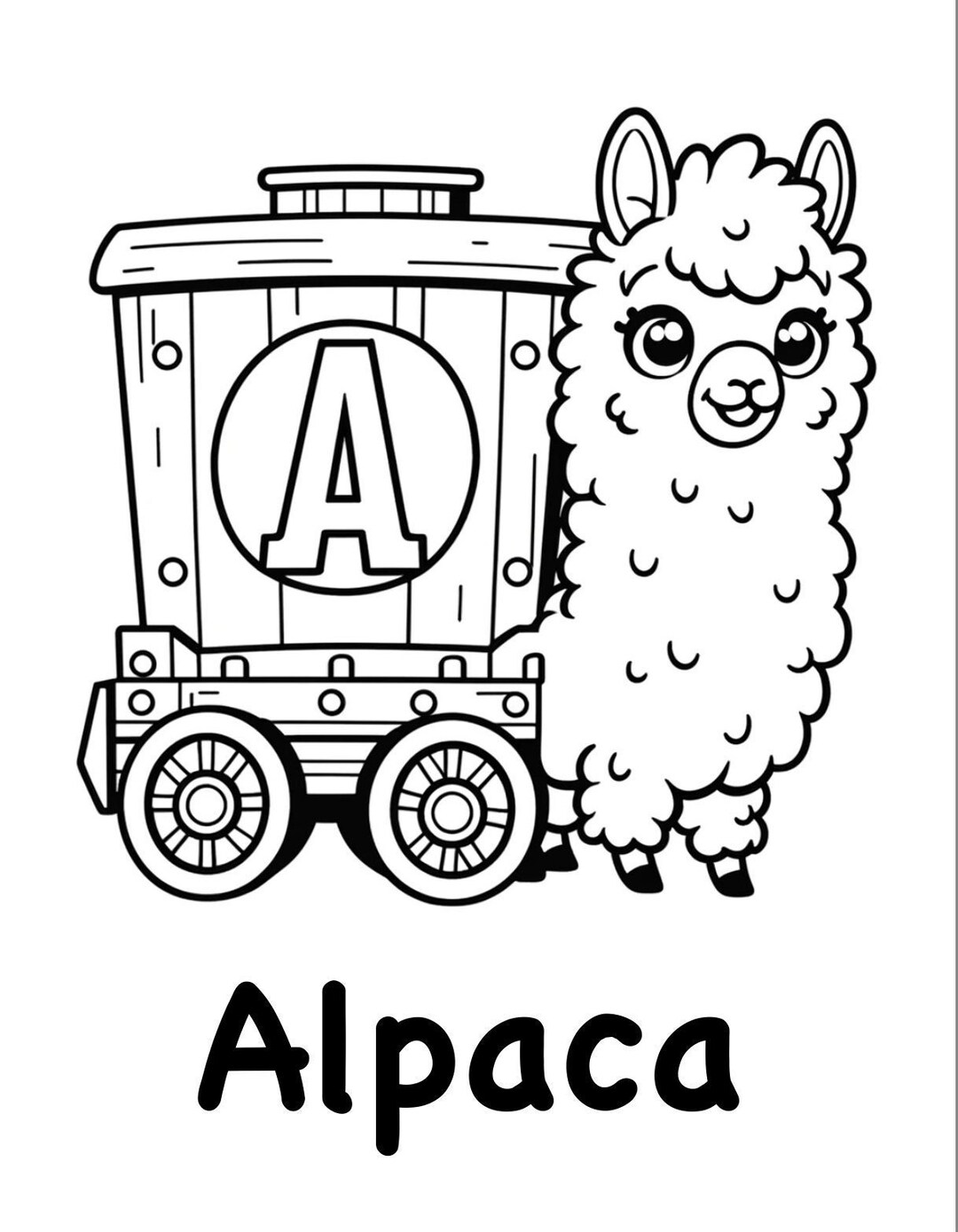 ABC Alphabet Animals Train Coloring Book. Preschool Printable Learning ...