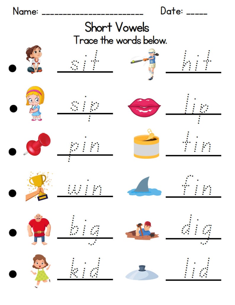 Vowels Practice Worksheet Writing and Reading Kindergarten, Pre-k ...