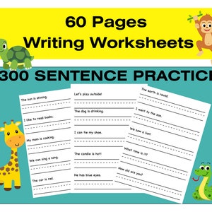 Kindergarten Writing Practice: 300 Sentences, 60 Pages (PDF) - Etsy