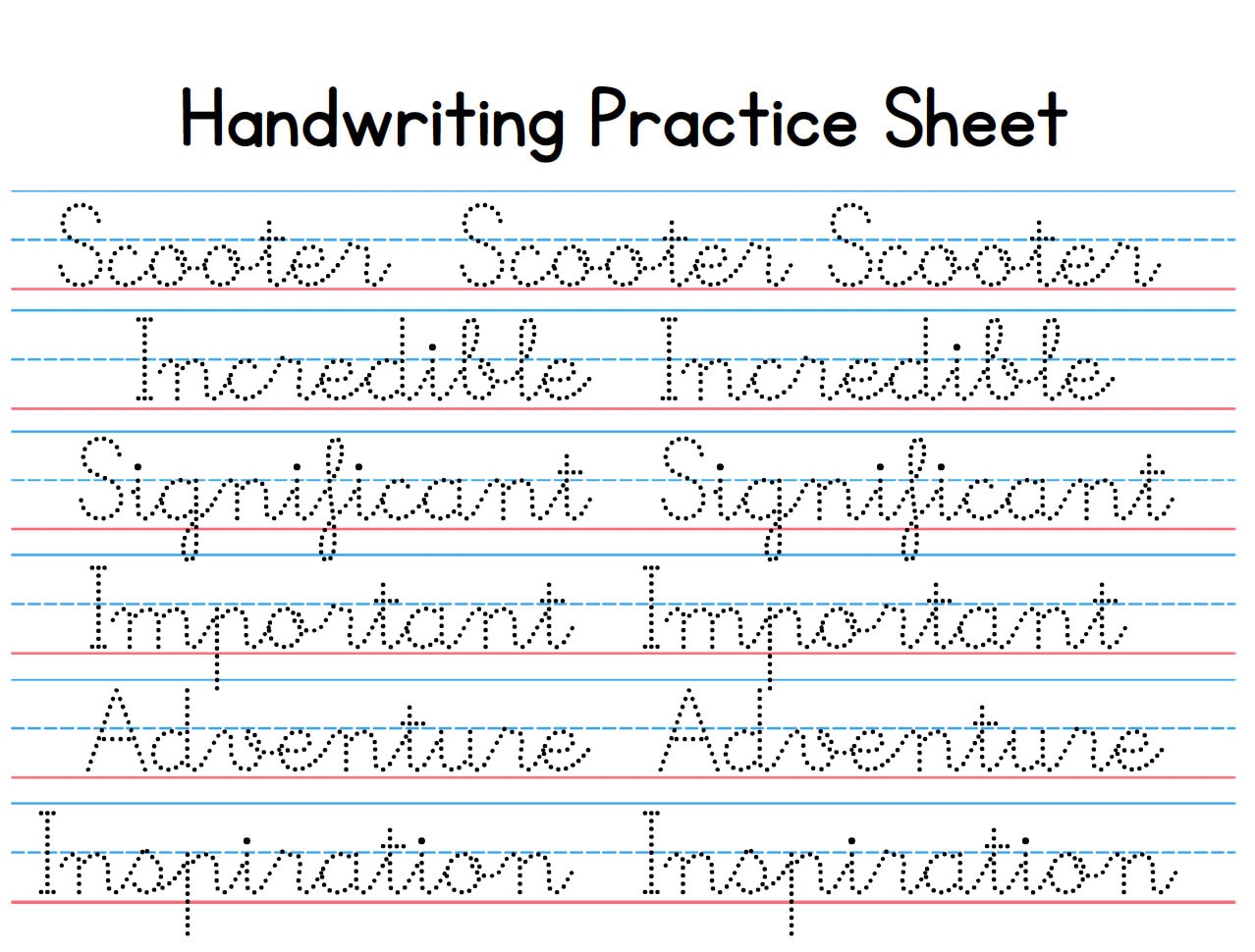 Trace Cursive Writing Practice Worksheets Tracing Printable Treacher ...