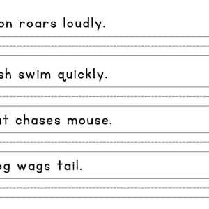 100 Sentence Animals Writing Practice Worksheets, Printable Writing ...
