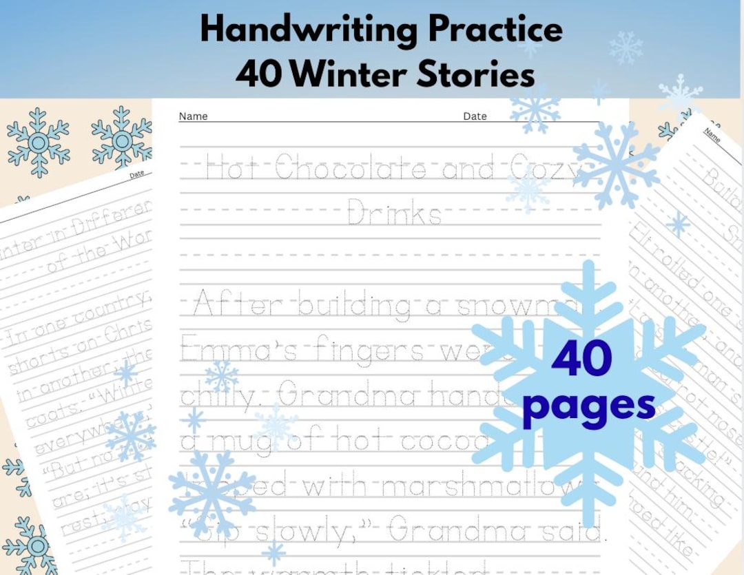 Handwriting Practice 40 Winter Stories Easy Trace - Etsy