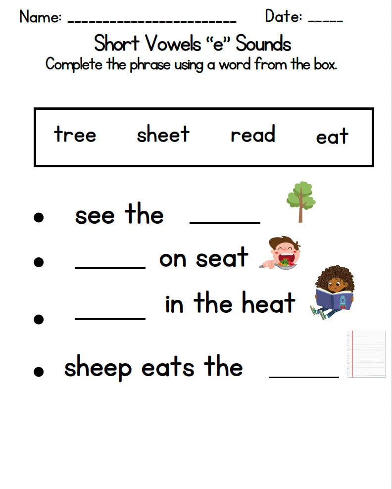 Vowels Practice Worksheet Writing and Reading Kindergarten, Pre-k ...