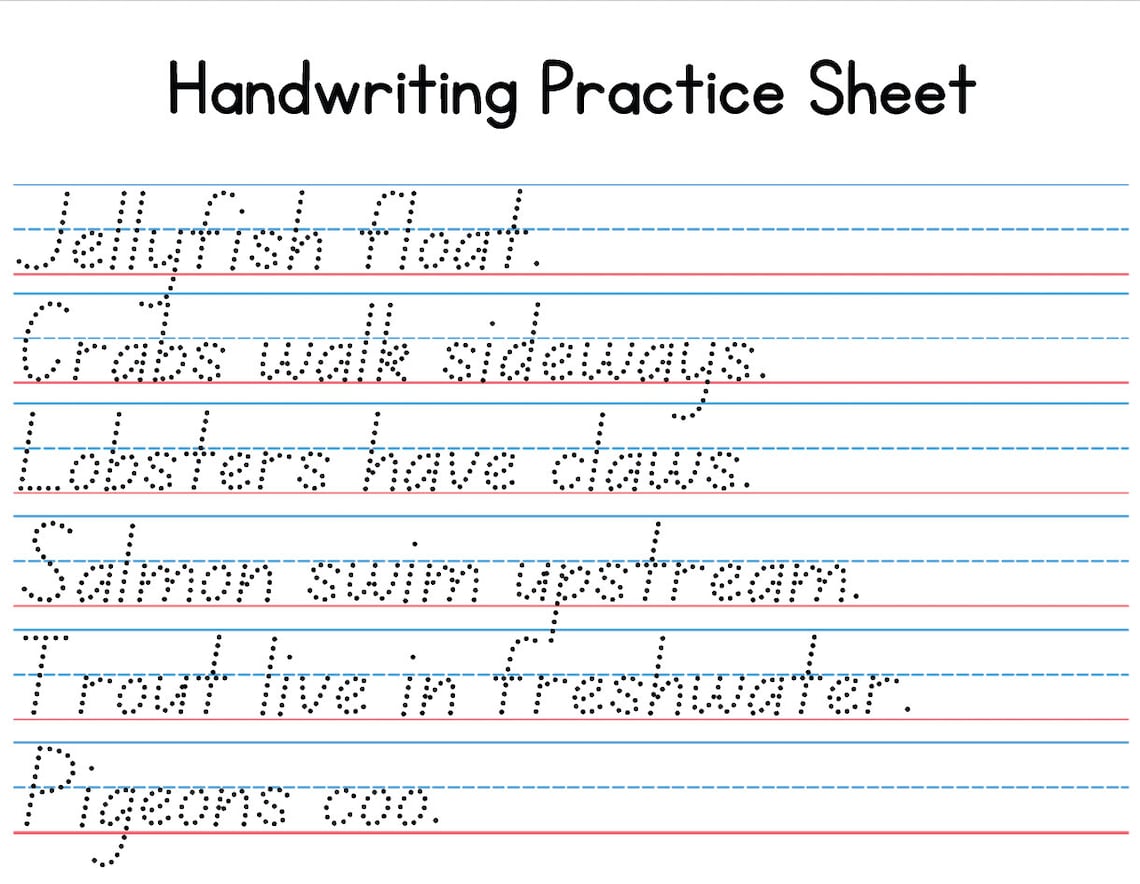 Handwriting Practice Worksheets: Sentences for 1st-3rd Grade (PDF ...