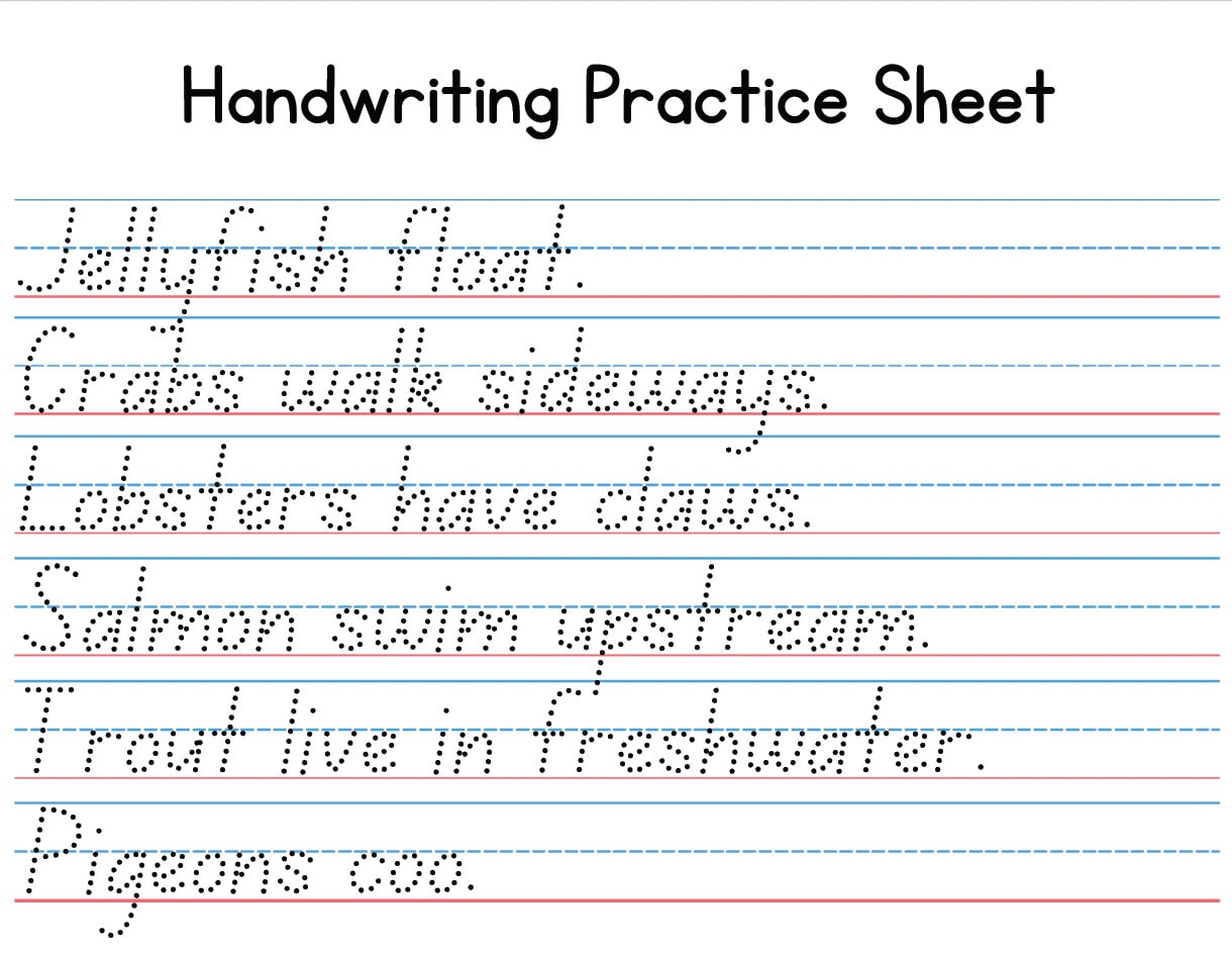 Handwriting Practice Worksheets: Sentences for 1st-3rd Grade (PDF ...