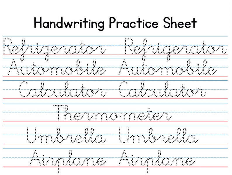 Trace Cursive Writing Practice Worksheets Tracing Printable Treacher ...