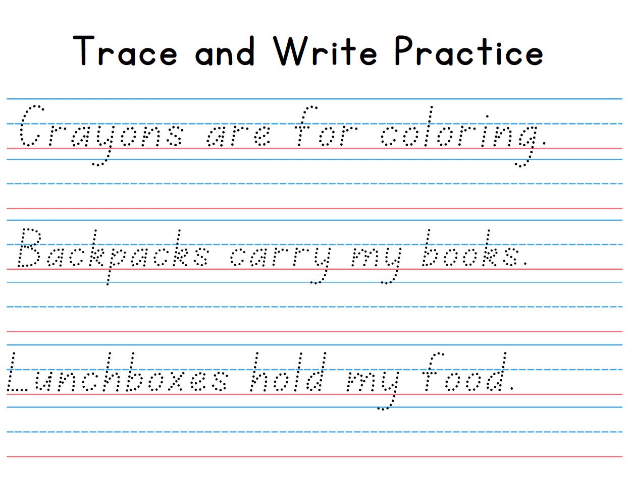 Trace Then Write Sentences Writing Practice Worksheets, Printable ...