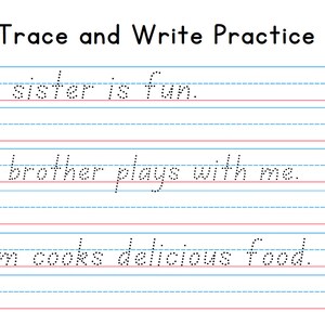 Trace Then Write Sentences Writing Practice Worksheets, Printable ...