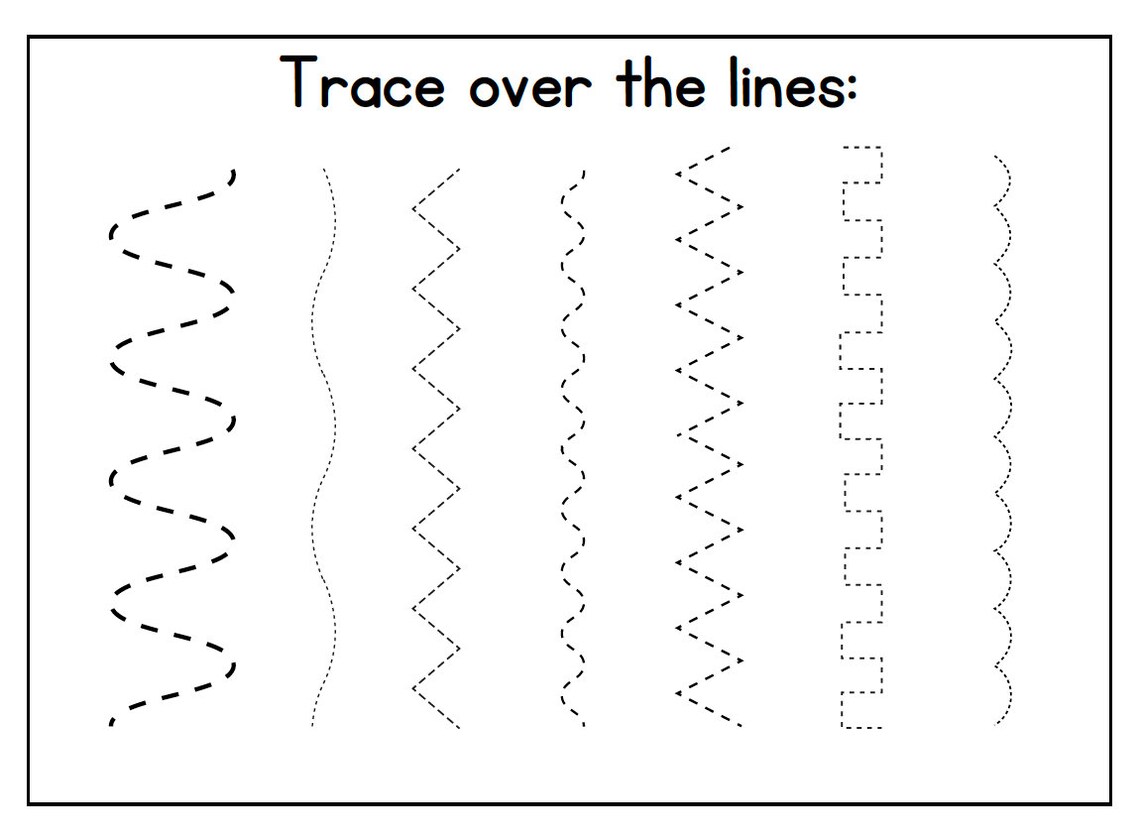 Trace Over the Lines Practice Worksheet Kindergarten Preschool, Pre-k ...