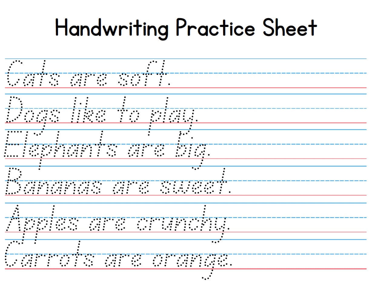 Handwriting Practice Worksheets: Sentences for 1st-3rd Grade (PDF ...