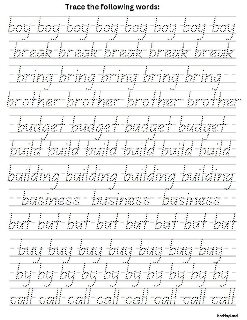 1000 English Words Tracing Worksheet: ABC Vocabulary Practice (PDF) - Etsy