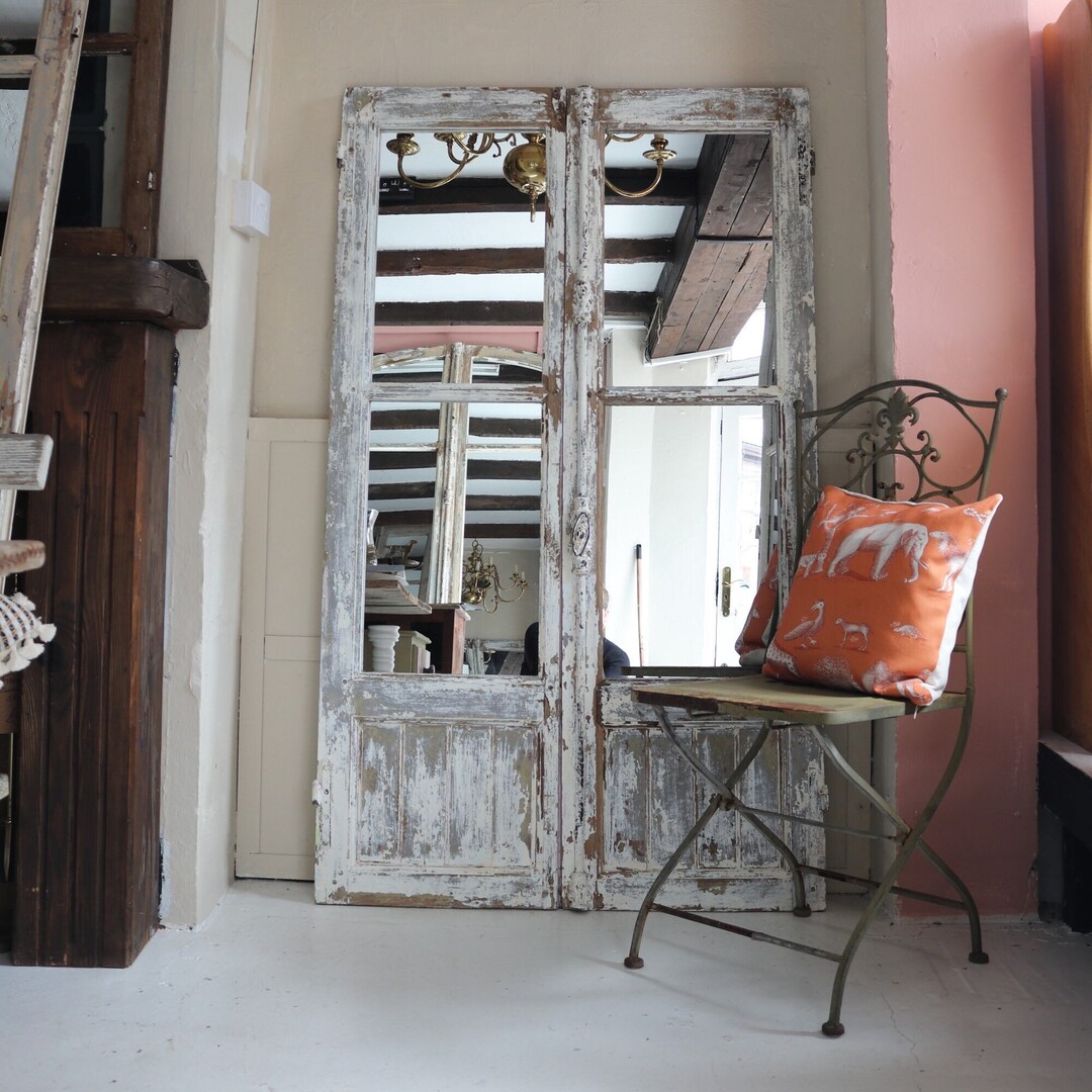 Full Length French Antique Window Frame Mirrors / Floor Standing ...