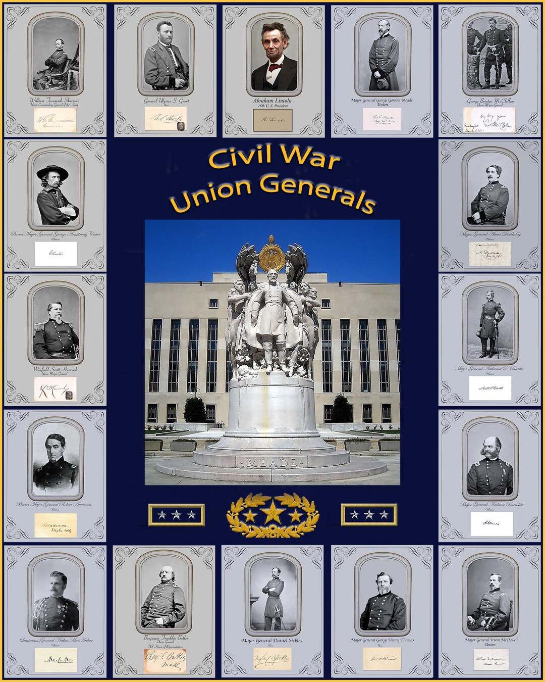 CIVIL WAR Union Generals Poster 16" X 20" - Etsy