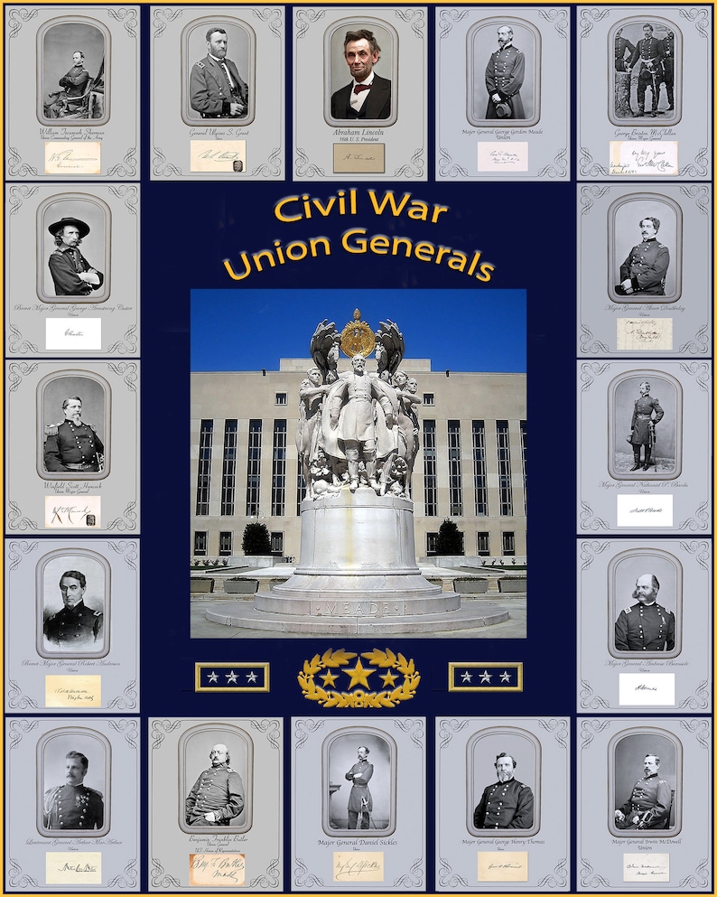 CIVIL WAR Union Generals Poster 16" X 20" - Etsy