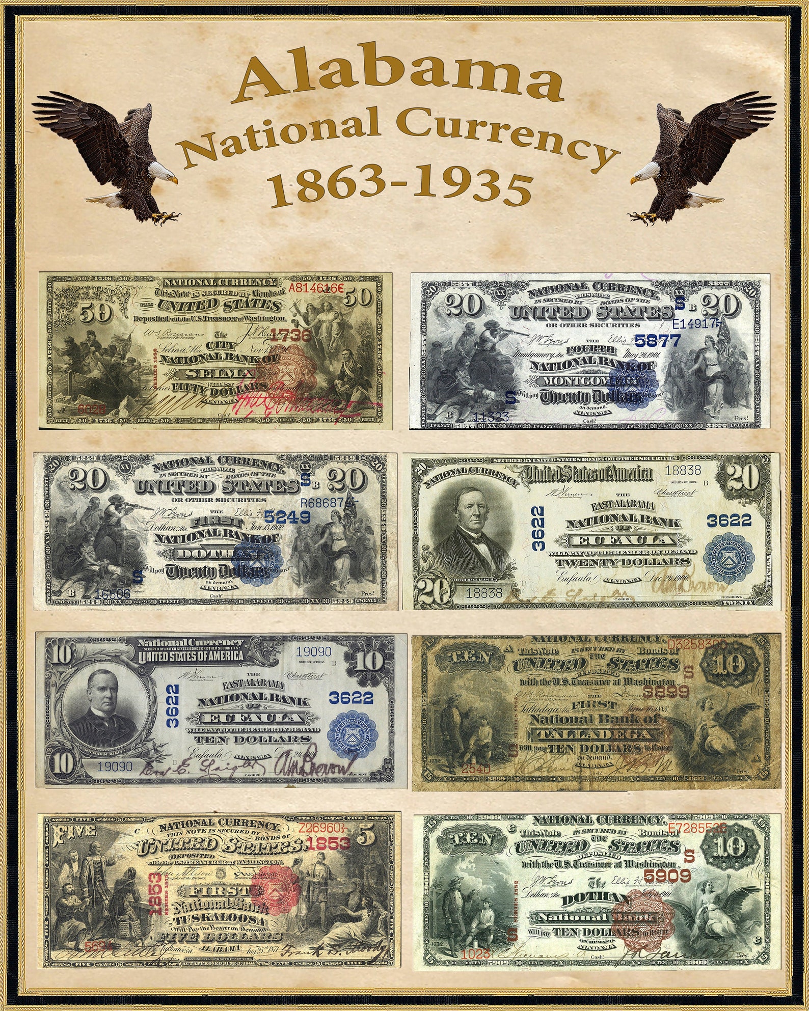 Alabama United States National Currency 16 X 20 Poster Showing National ...
