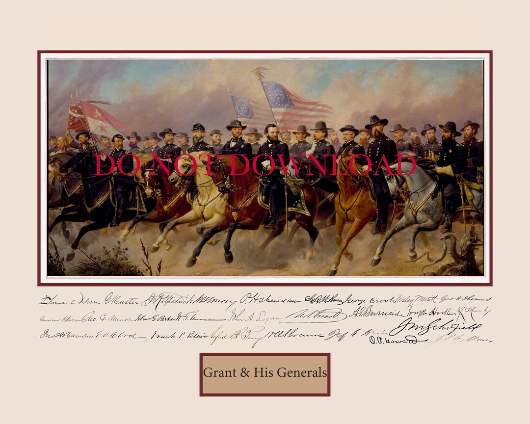 Grant and His Generals Civil War Poster 16" X 20" Including Signatures ...