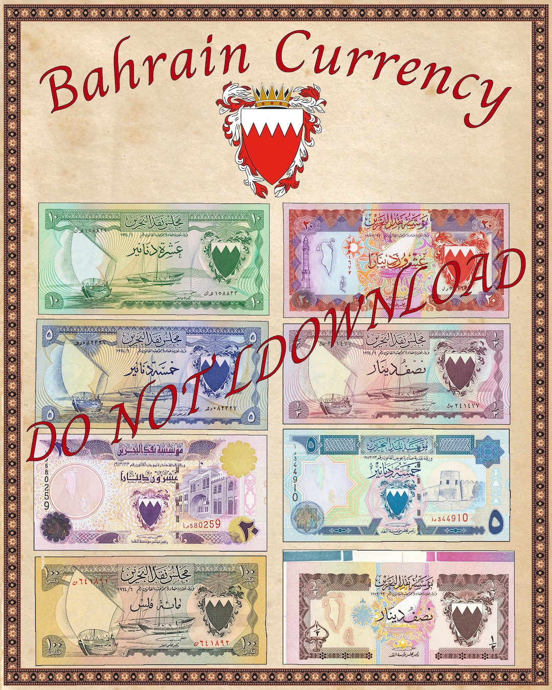 Bahrain Currency Poster 16" X 20" Beautiful Piece for Framing - Etsy