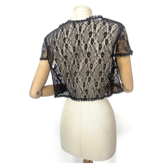 50s vintage black nylon lace shrug. Black lace bolero… - Gem