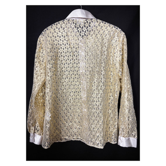 80s vintage gold lace shirt by C&A. See through long … - Gem