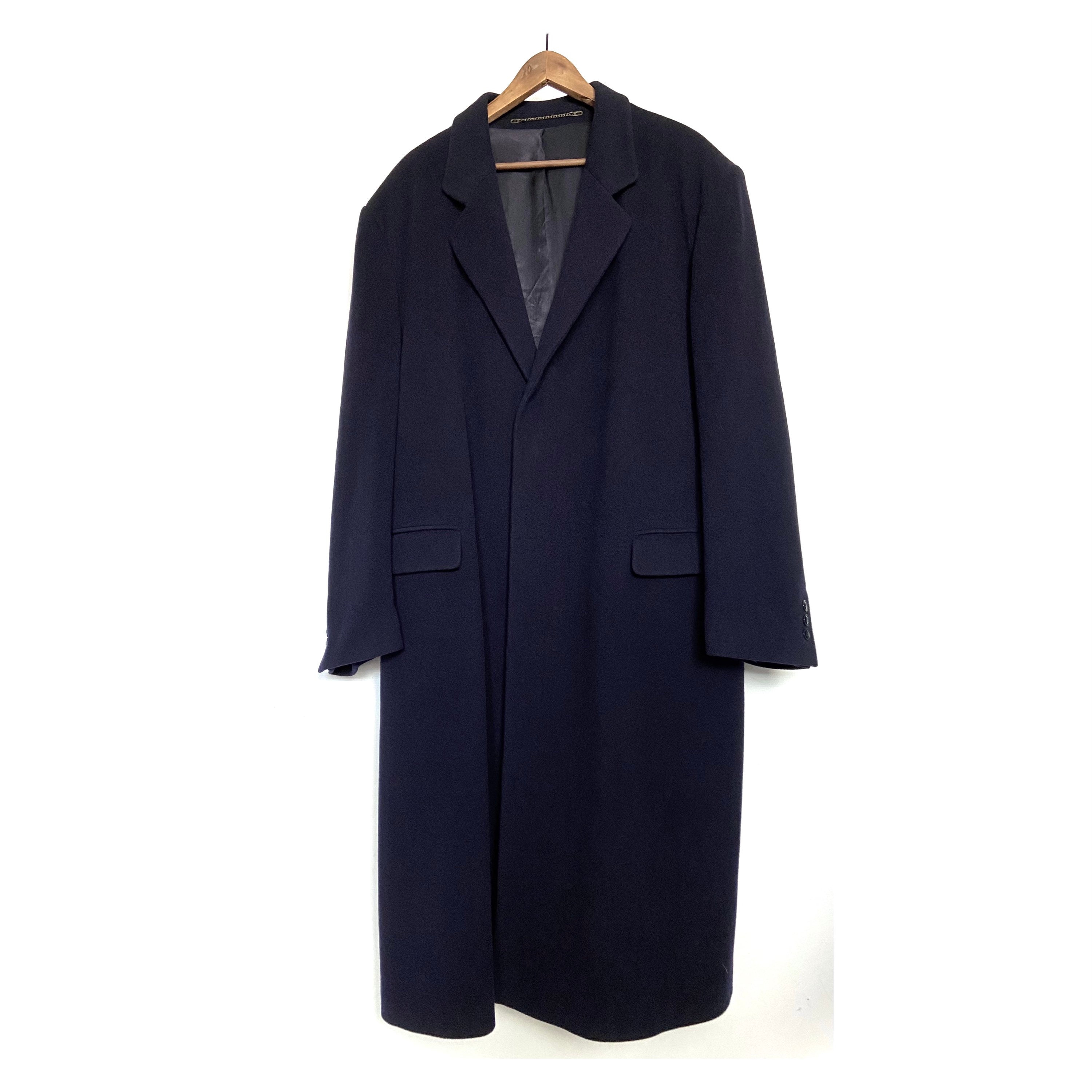 Elegant Navy Blue Mens Overcoat. Wool Blend Classic Mens Long Coat. 90s ...