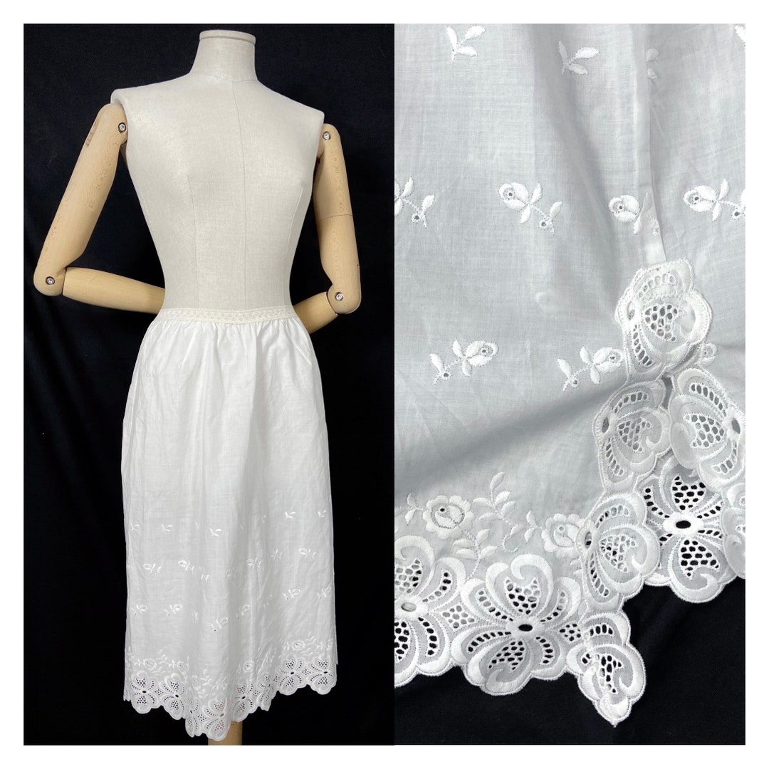Vintage White Cotton Petticoat by Shiesser. White Female Underskirt ...