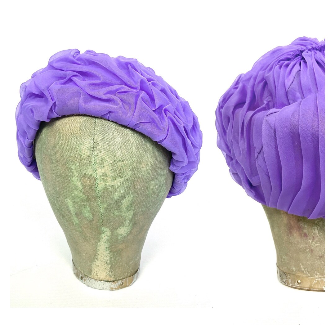 Vintage 1950s Purple Flower Pot Hat. Bright Violet Retro Ladies Hat ...