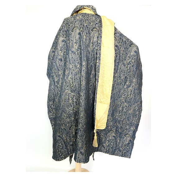 Bespoke blue and gold damask theatre cloak with self … - Gem