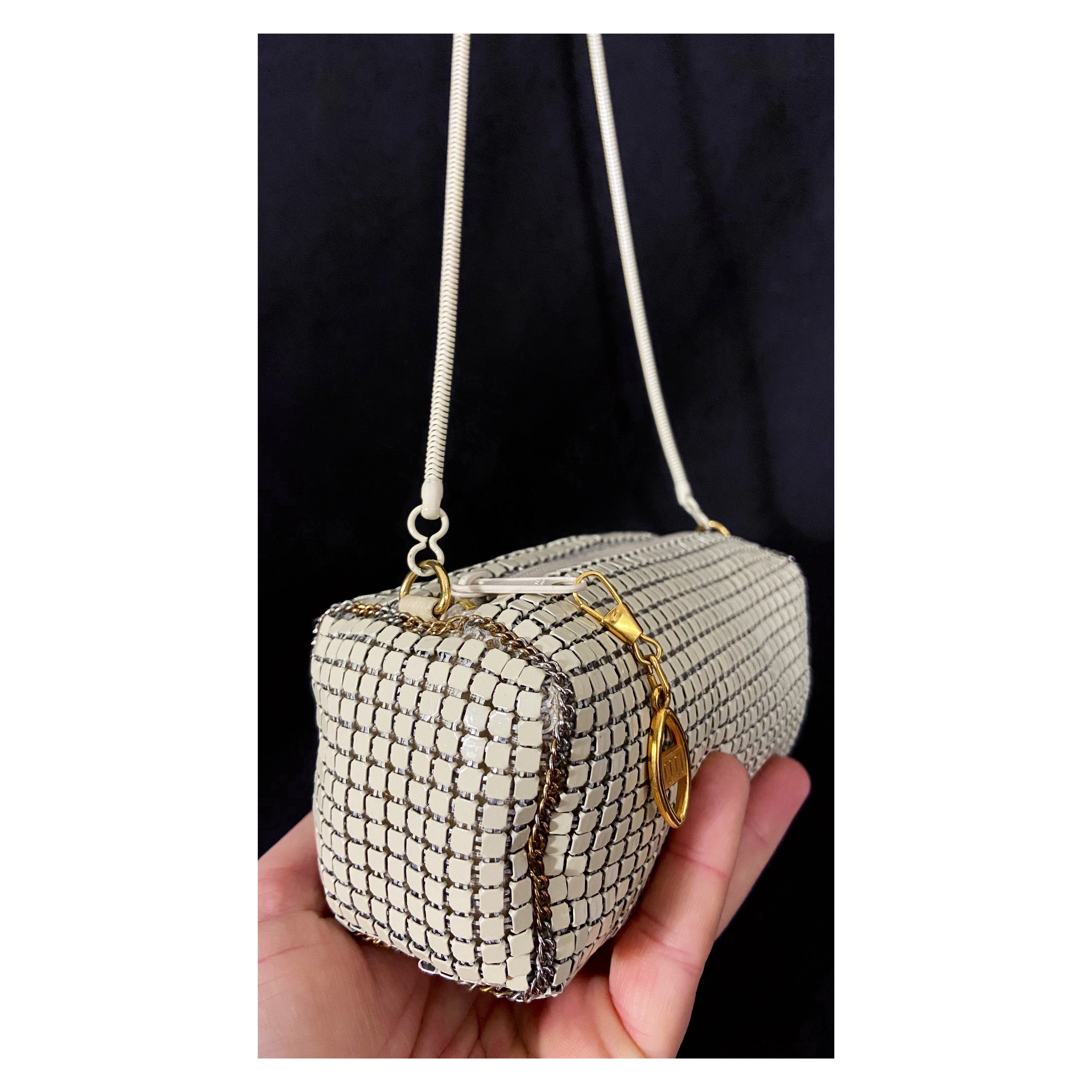 Miniature Ivory Chainmail Bag. off White Metal Mesh Evening Bag. Small ...