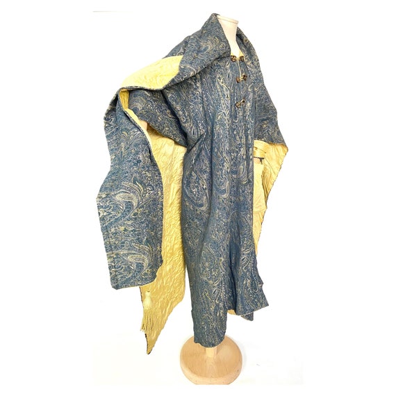 Bespoke blue and gold damask theatre cloak with self … - Gem