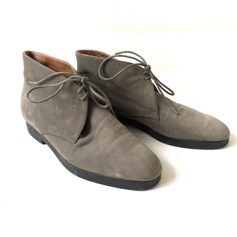Japanese Madame Greco Aoyama Green Nubuck Lace up Ankle Boots. Retro ...