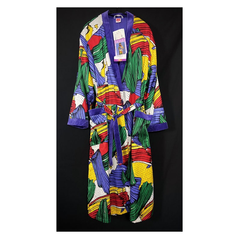 80s Vintage Triumph Colourful Robe. Geometric Pattern Night - Etsy