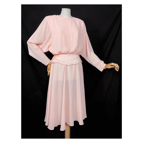 70s vintage pastel pink tea dress by Zizi Barbara Cho… - Gem