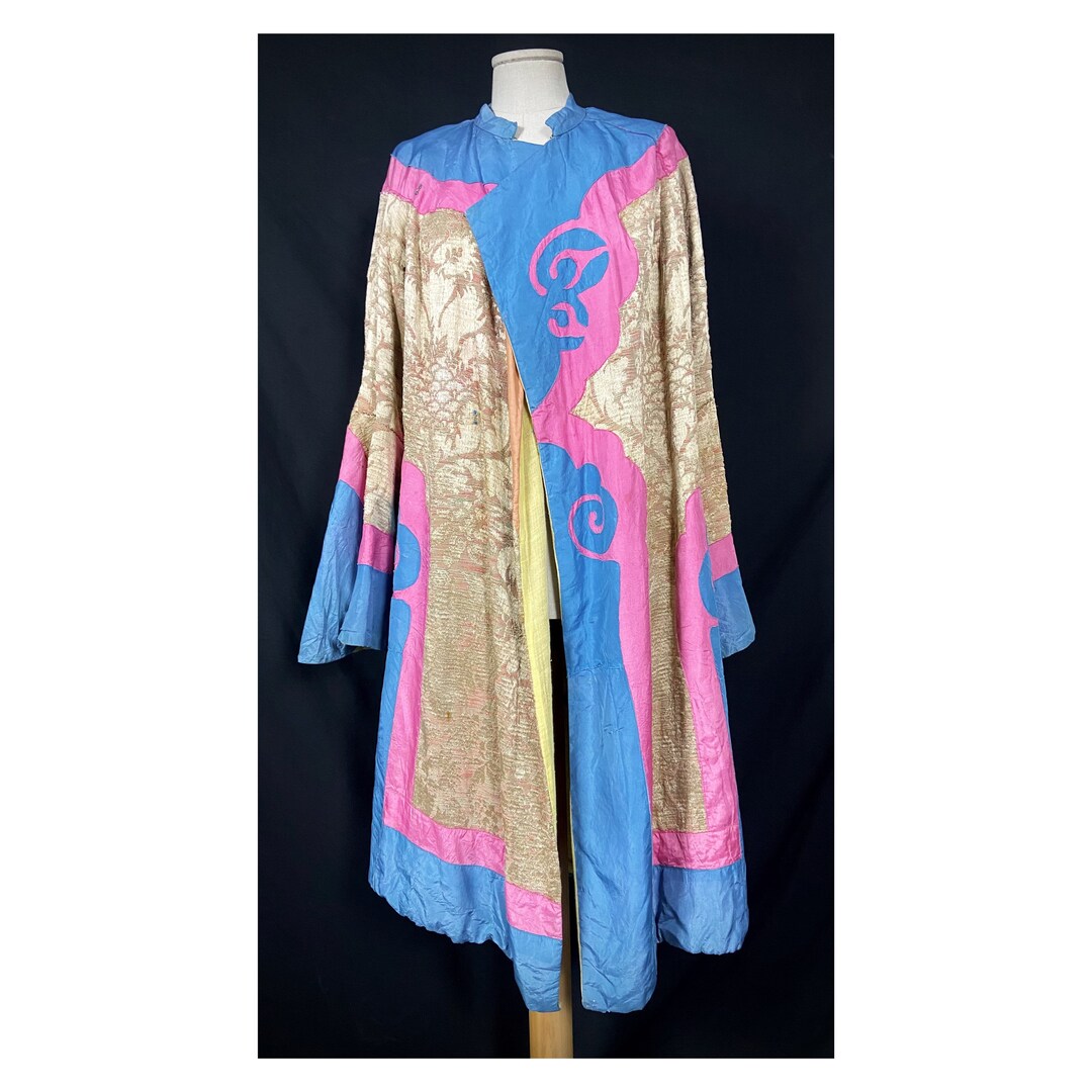 Vintage Damask Duster Coat: 70s Stage Costume, Bohemian Overcoat (M) - Etsy