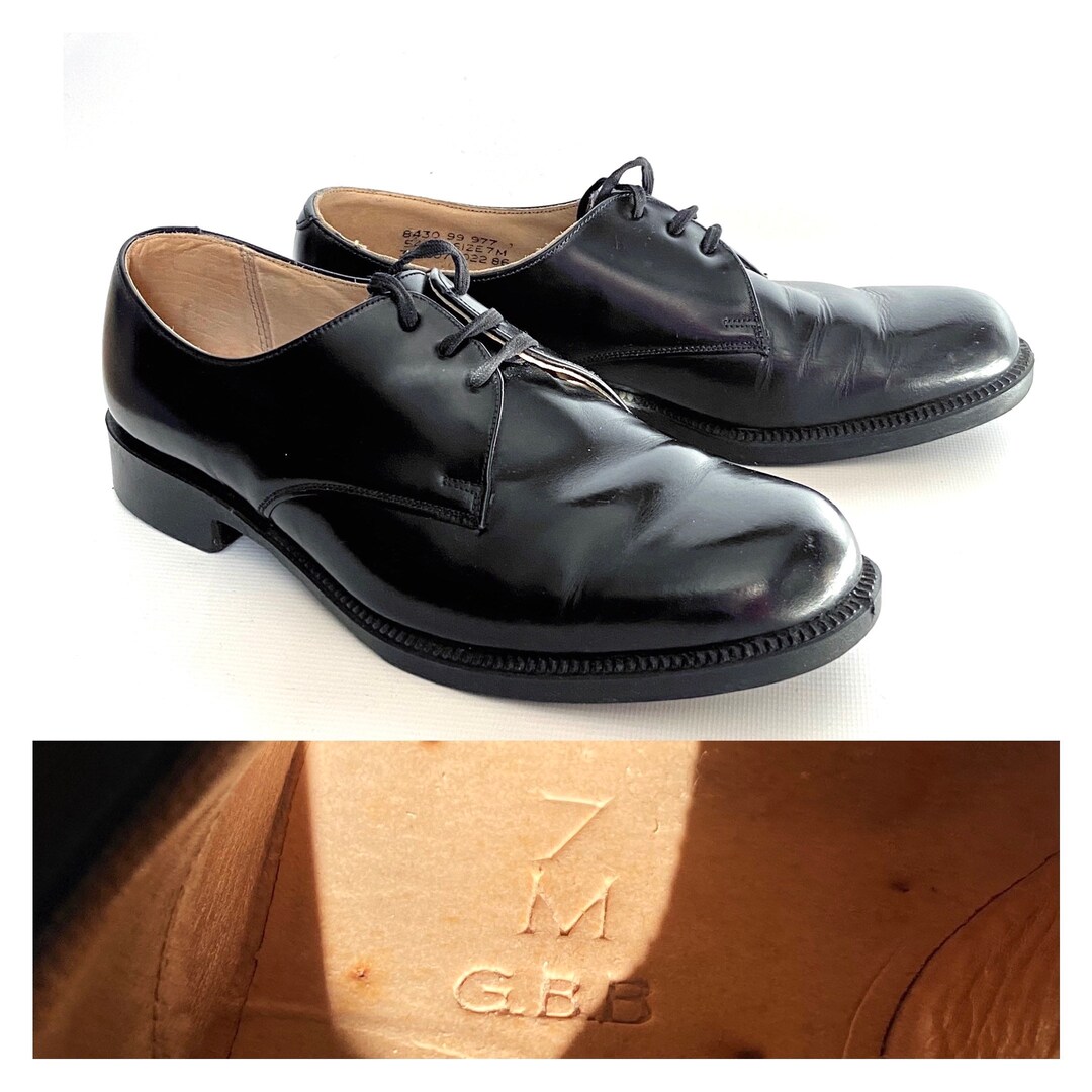 60s Vintage Classic Mens Military Black Lace up Shoes. School. Army ...