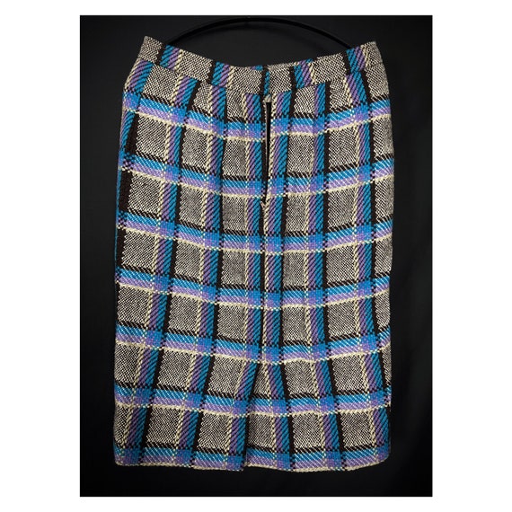 80s vintage checked pattern skirt. Handmade blue and … - Gem