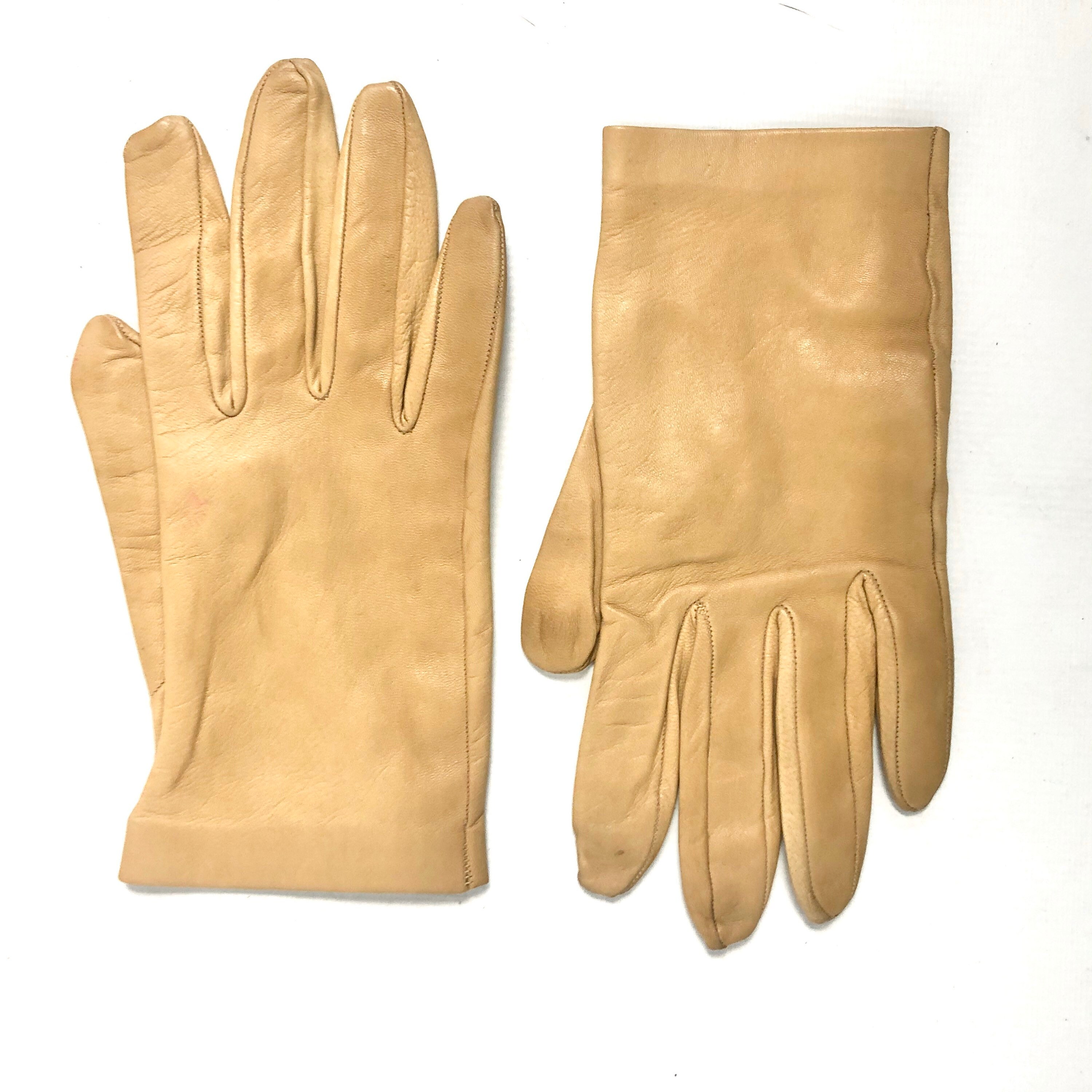 70s Vintage Calf Leather Gloves in Tan Colour. Warm Beige Leather Ladies Gloves. S Etsy UK