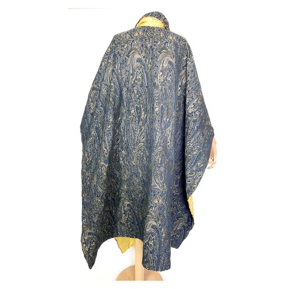 Bespoke blue and gold damask theatre cloak with self … - Gem