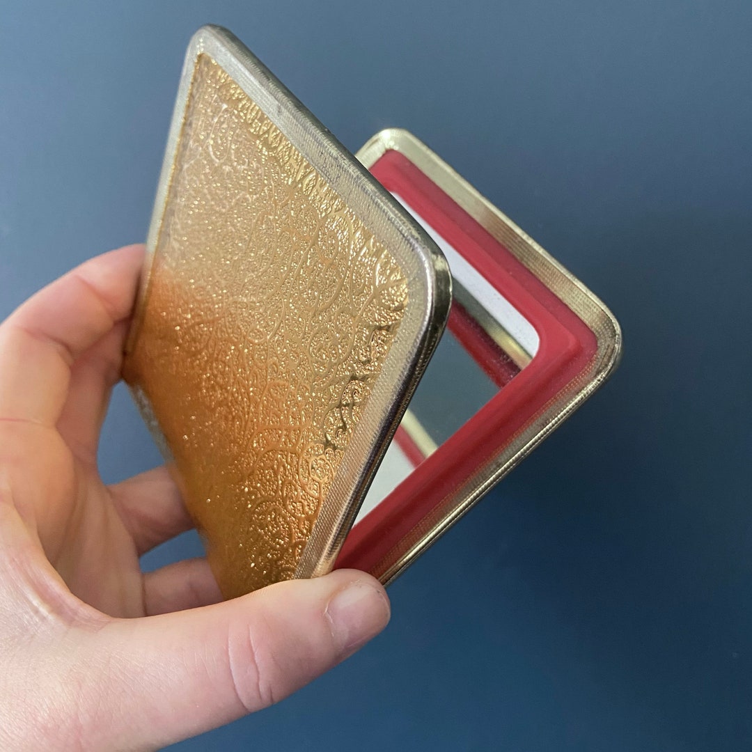 Vintage Square Shaped Compact Mirror With Copper Gold Exterior. - Etsy